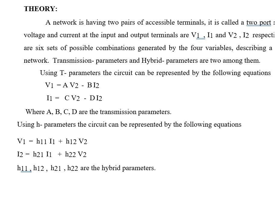 Solved OBJECTIVE: To determine the Transmission and Hybrid | Chegg.com