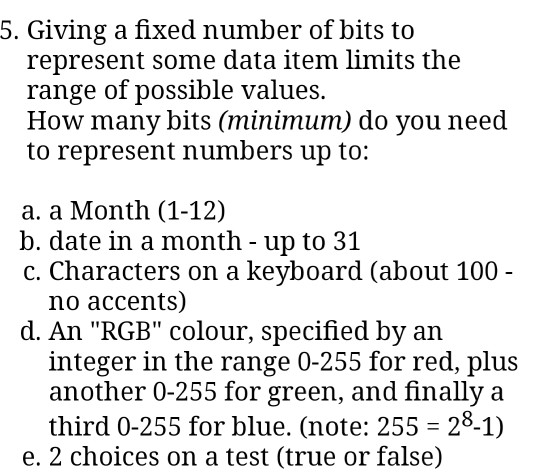 Solved 5. Giving a fixed number of bits to represent some | Chegg.com
