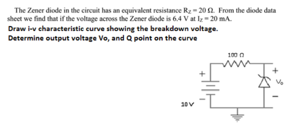 Solved The Zener diode in the circuit has an equivalent | Chegg.com