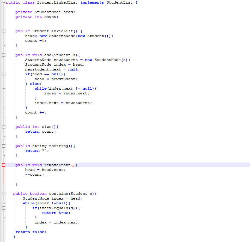 public class StudentLinkedList implements StudentList | Chegg.com