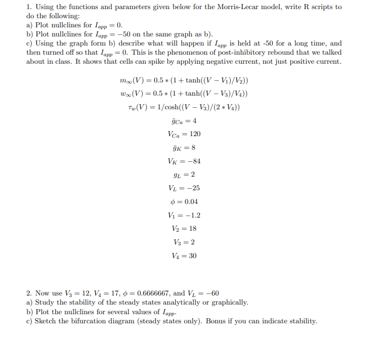 1. Using the functions and parameters given below for | Chegg.com