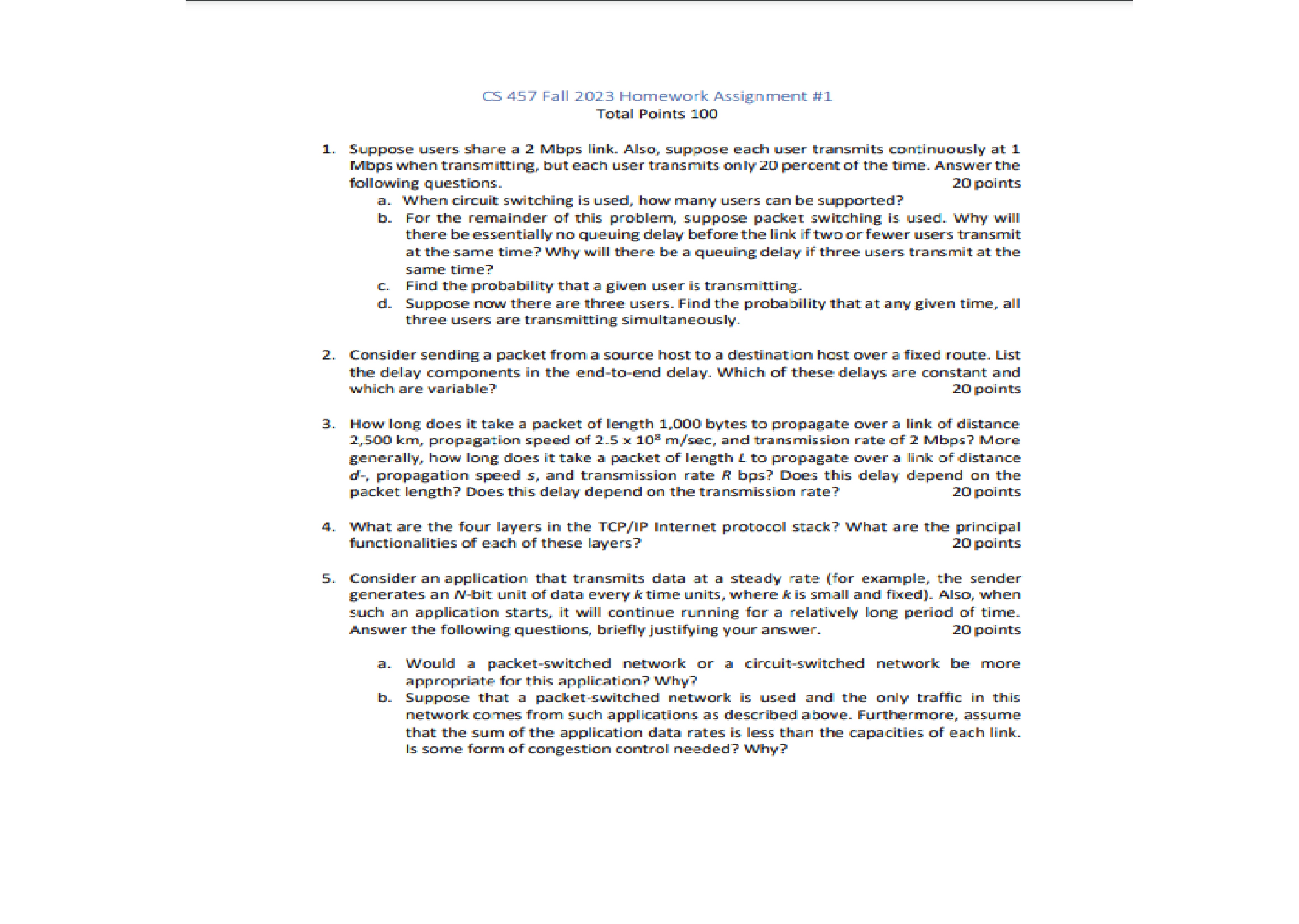 Solved Total Points 100 1. Suppose users share a 2 Mbps | Chegg.com
