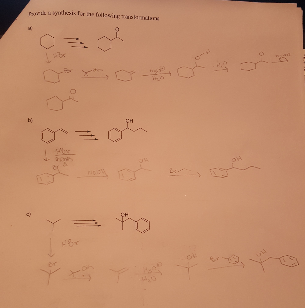 Solved provide a synthesis for the following transformations | Chegg.com