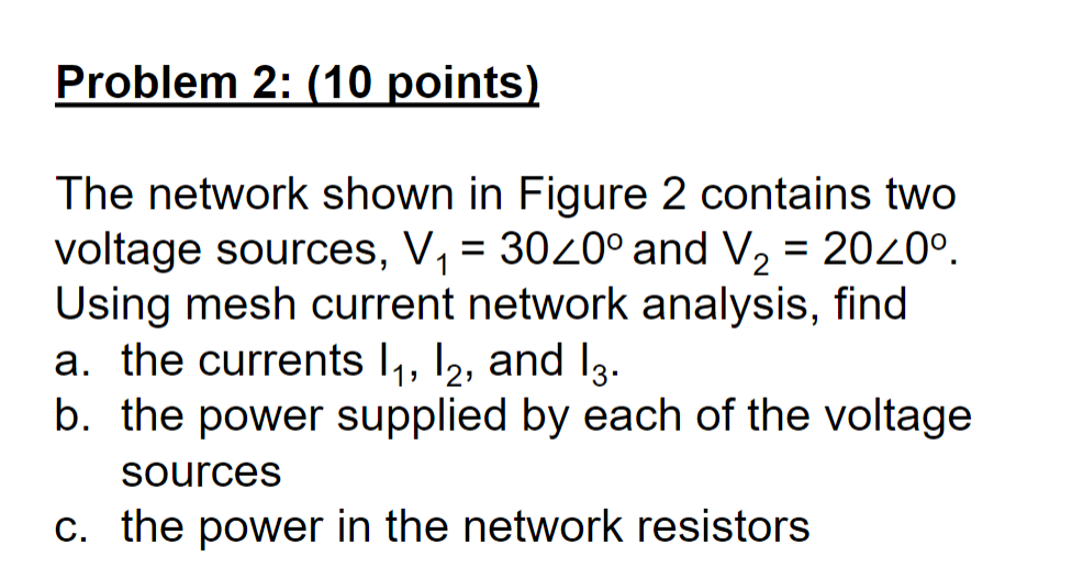 Solved Problem 2: (10 points) = The network shown in Figure | Chegg.com