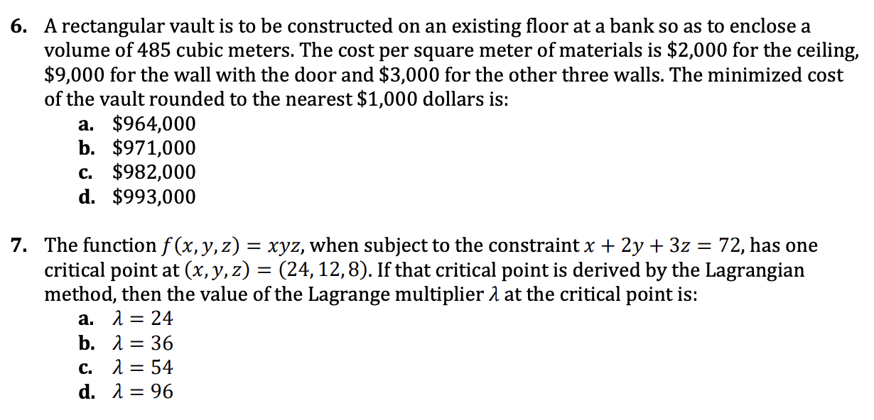 Solved 6. A rectangular vault is to be constructed on an | Chegg.com