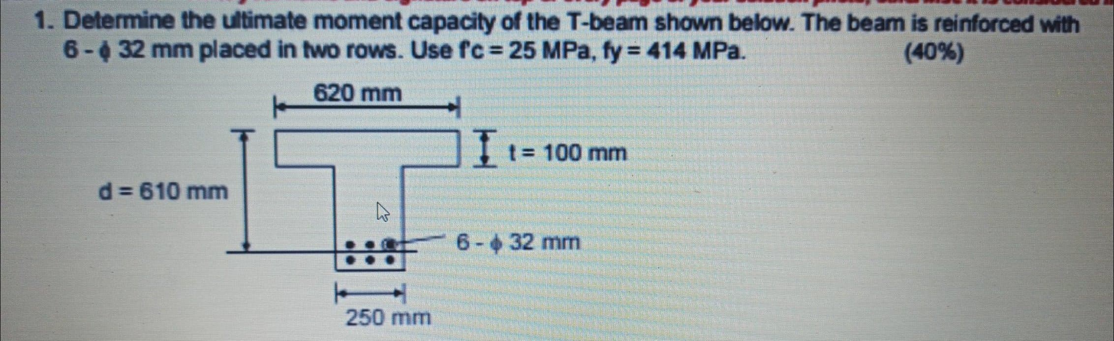 Solved 1. Determine the ultimate moment capacity of the | Chegg.com