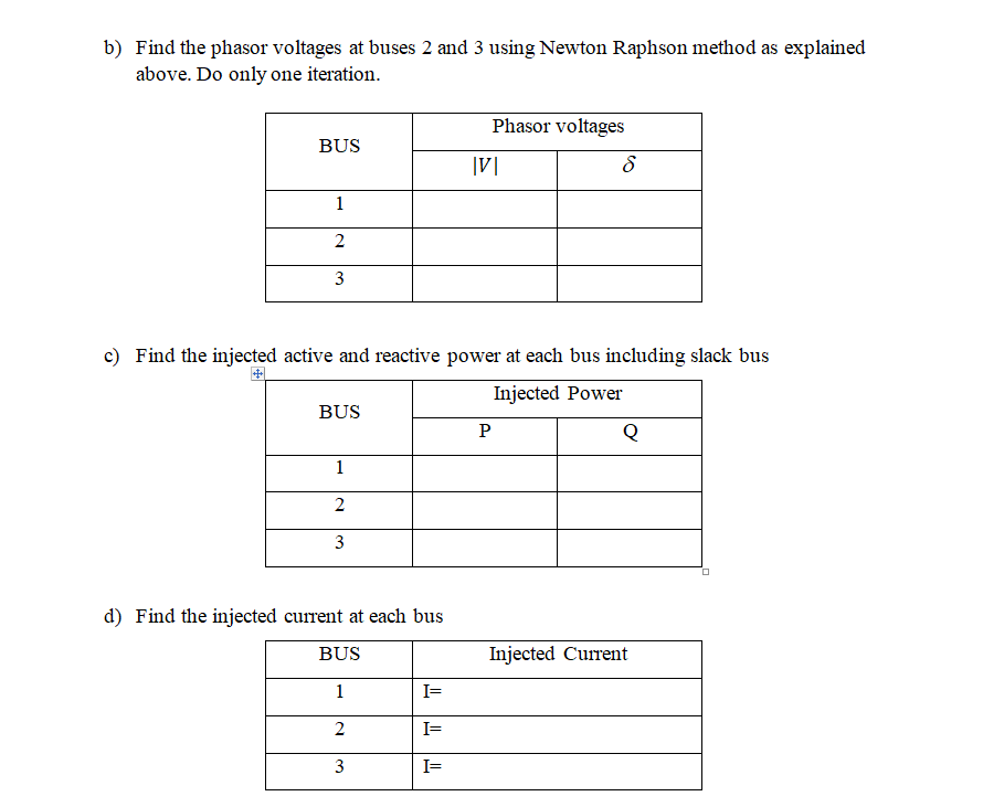 Solved Given the following three bus system as shown in Fig | Chegg.com