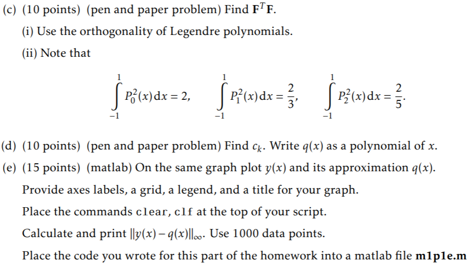 Solved Find the best quadratic in x approximation (in the | Chegg.com
