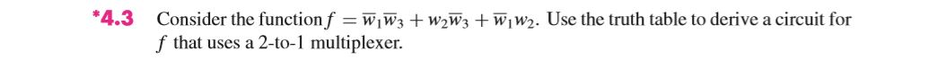 Considerthefunctionf =w1w3 +w2w3 | Chegg.com