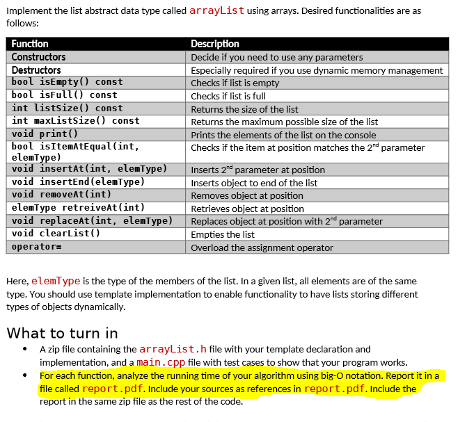 Solved Implement the list abstract data type called | Chegg.com
