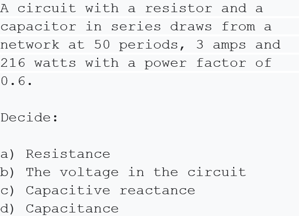 Solved A circuit with a resistor and a capacitor in series | Chegg.com