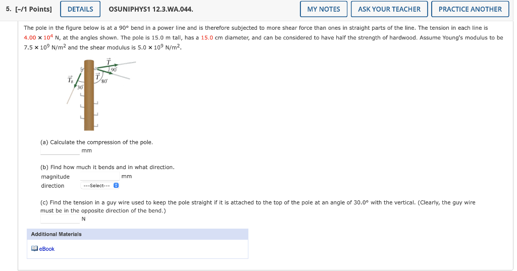 Solved 5. [-/1 Points] DETAILS OSUNIPHYS1 12.3.WA.044. MY | Chegg.com