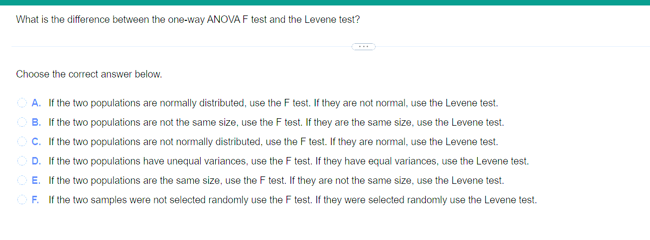 Solved What Is The Difference Between The One Way Anova F