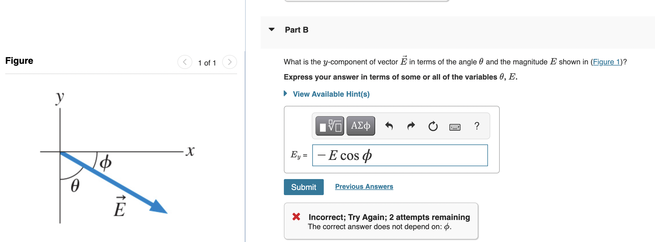 Solved Part B Figure 1 of 1 What is the y-component of | Chegg.com
