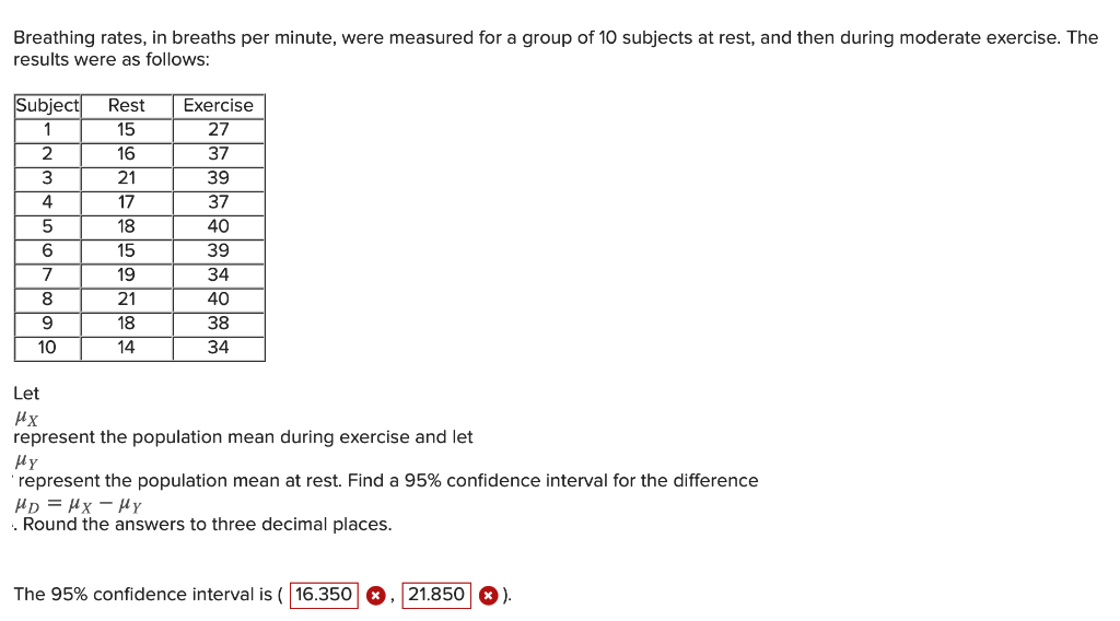 Solved Breathing Rates In Breaths Per Minute Were Measured Chegg