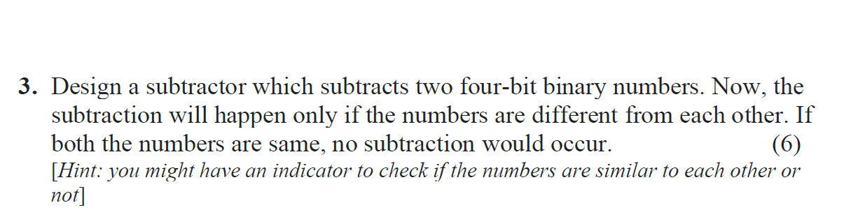 Solved 3. Design a subtractor which subtracts two four-bit | Chegg.com