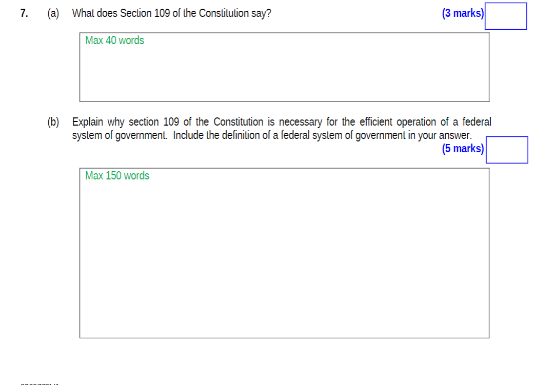 Solved 7. (a) What does Section 109 of the Constitution say? | Chegg.com