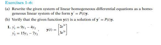 Solved (a) Rewrite the given system of linear homogeneous | Chegg.com