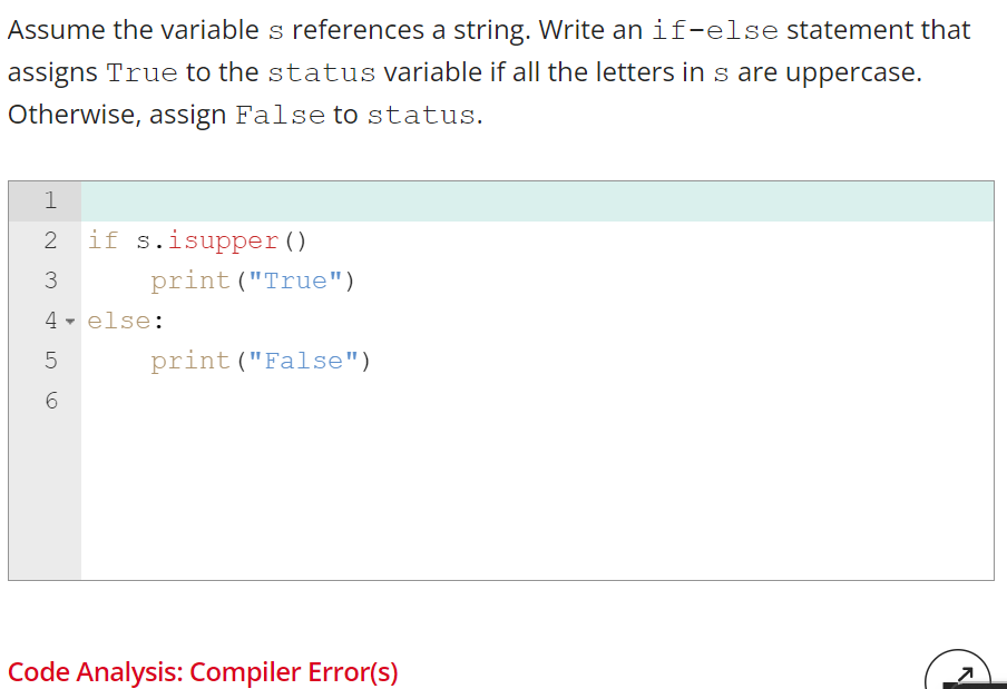 Solved Assume the variable s references a string. Write an | Chegg.com