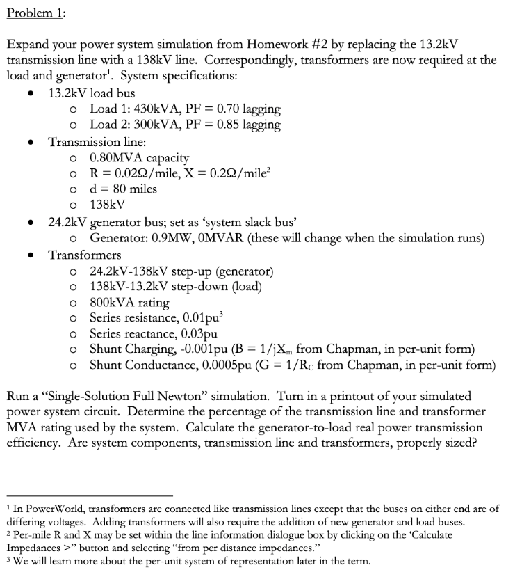 Solved Problem 1: Expand your power system simulation from | Chegg.com