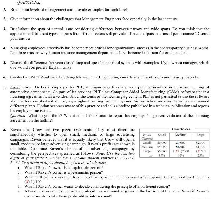 Solved QUESTIONS 1. Brief about levels of management and | Chegg.com