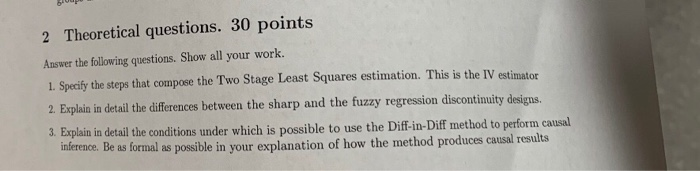 Solved 2 Theoretical questions. 30 point:s Answer the | Chegg.com