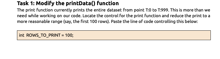 Task 1: Modify the printData() function The print | Chegg.com