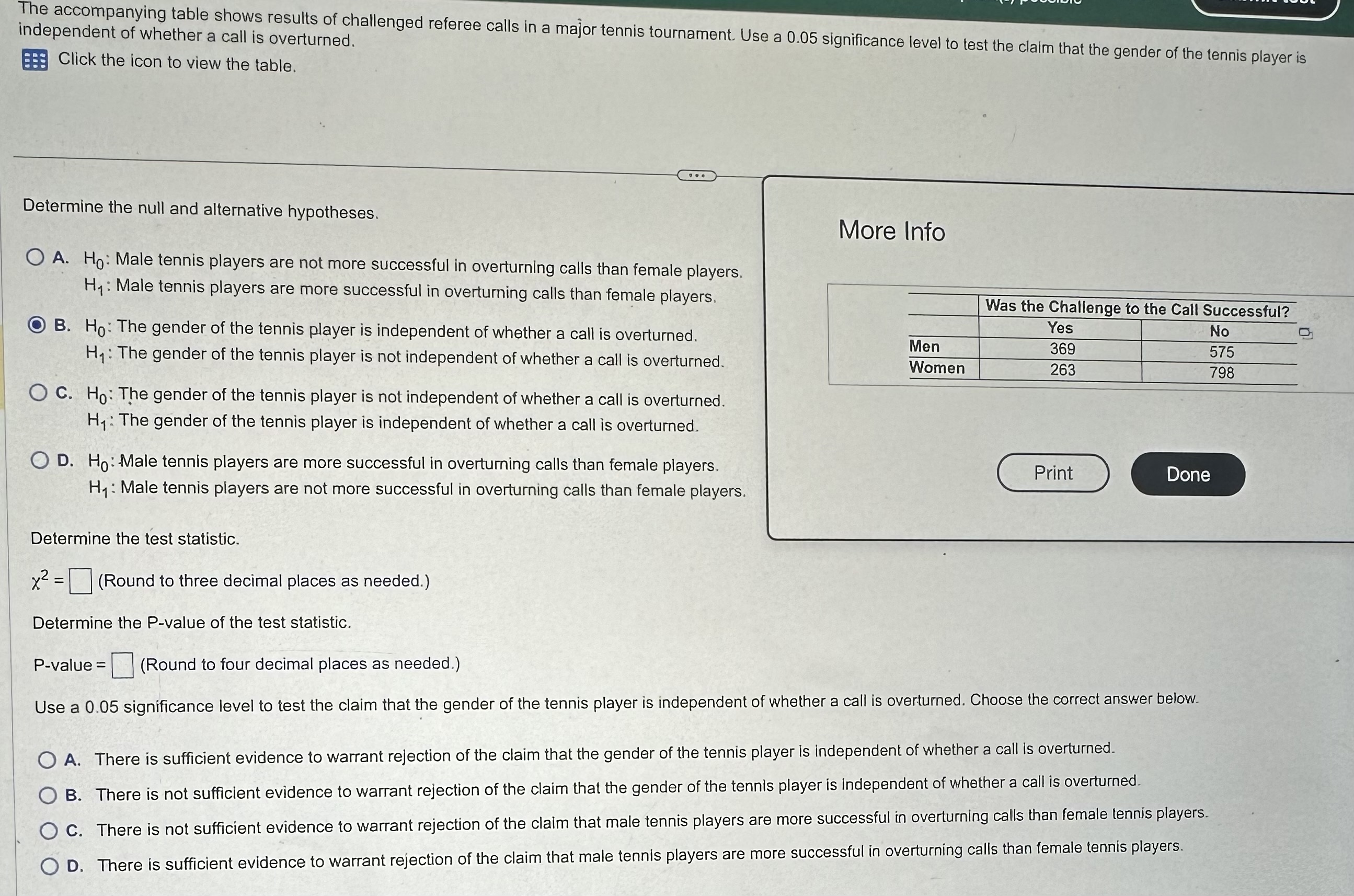 Solved Click the icon to view the table. Determine the null | Chegg.com