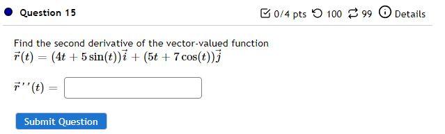 Solved Find the second derivative of the vector-valued | Chegg.com
