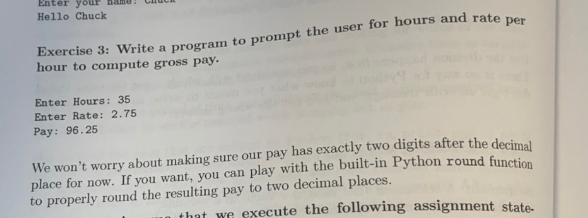 Solved Enter your name: CHUCE Hello Chuck and rate per rite | Chegg.com