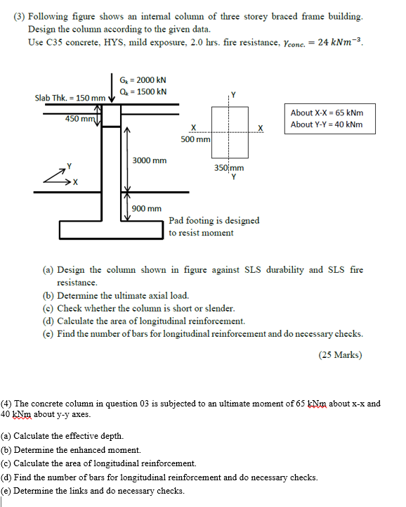 Solved (3) Following figure shows an internal column of | Chegg.com