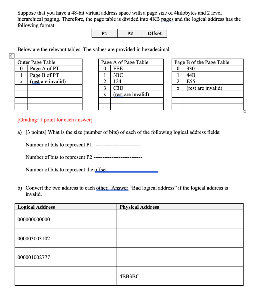 Suppose that you have a 48-bit virtual address space | Chegg.com