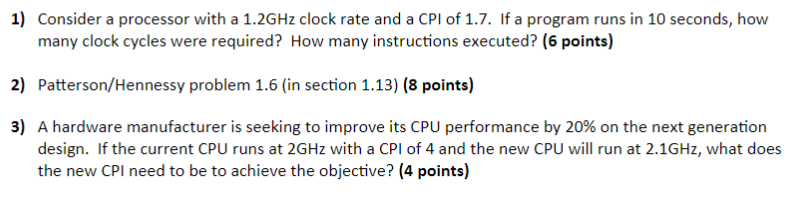 Solved 1) Consider a processor with a 1.2GHZ clock rate and | Chegg.com