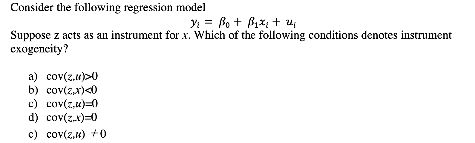 Solved Consider the following regression model yi=β0+β1xi+ui | Chegg.com