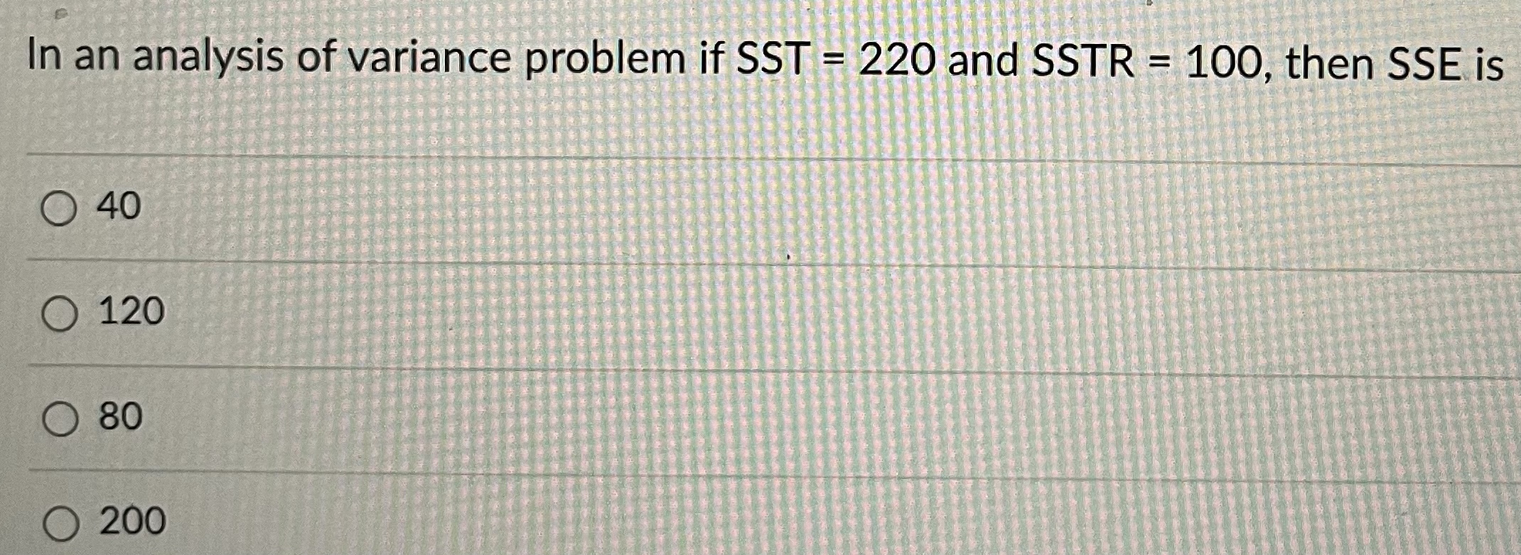 Solved In an analysis of variance problem if SST =220 and | Chegg.com