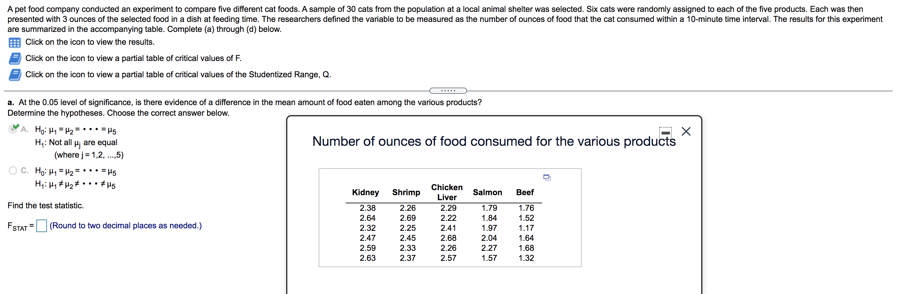 Solved A pet food company conducted an experiment to compare | Chegg.com