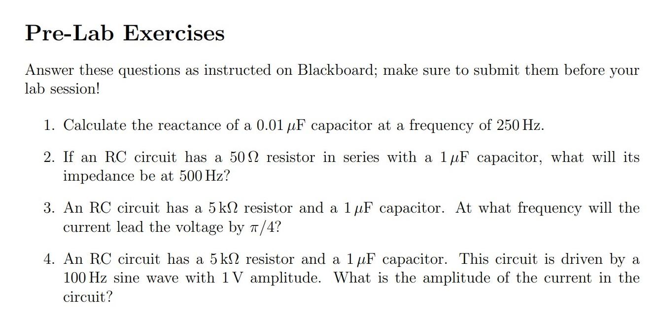 Solved Pre-Lab Exercises Answer these questions as | Chegg.com