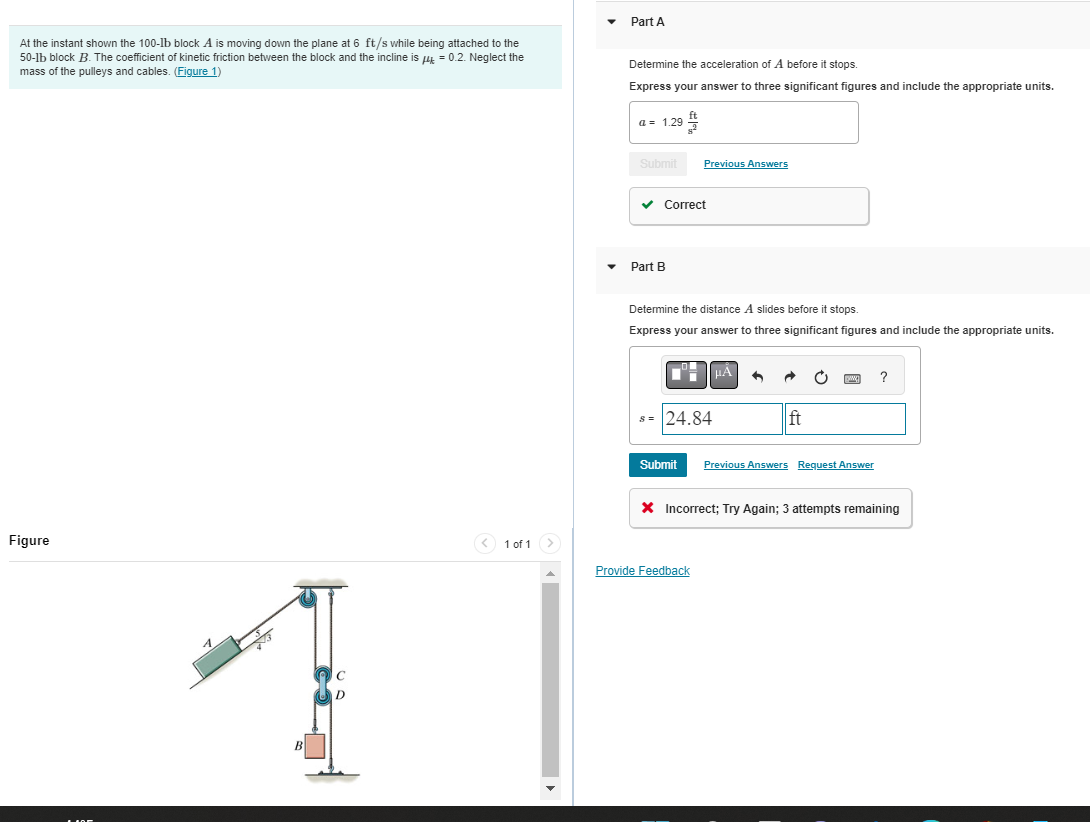 Solved At the instant shown the 100 -lb block A is moving | Chegg.com