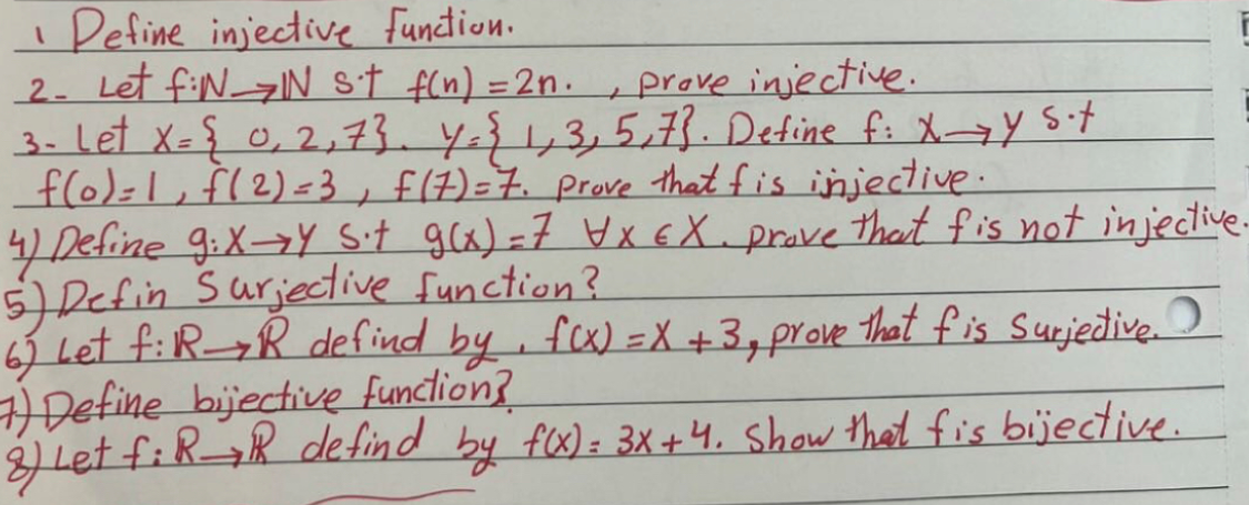 Solved Define injective function. 2. Let f:N_N st f(n) = | Chegg.com