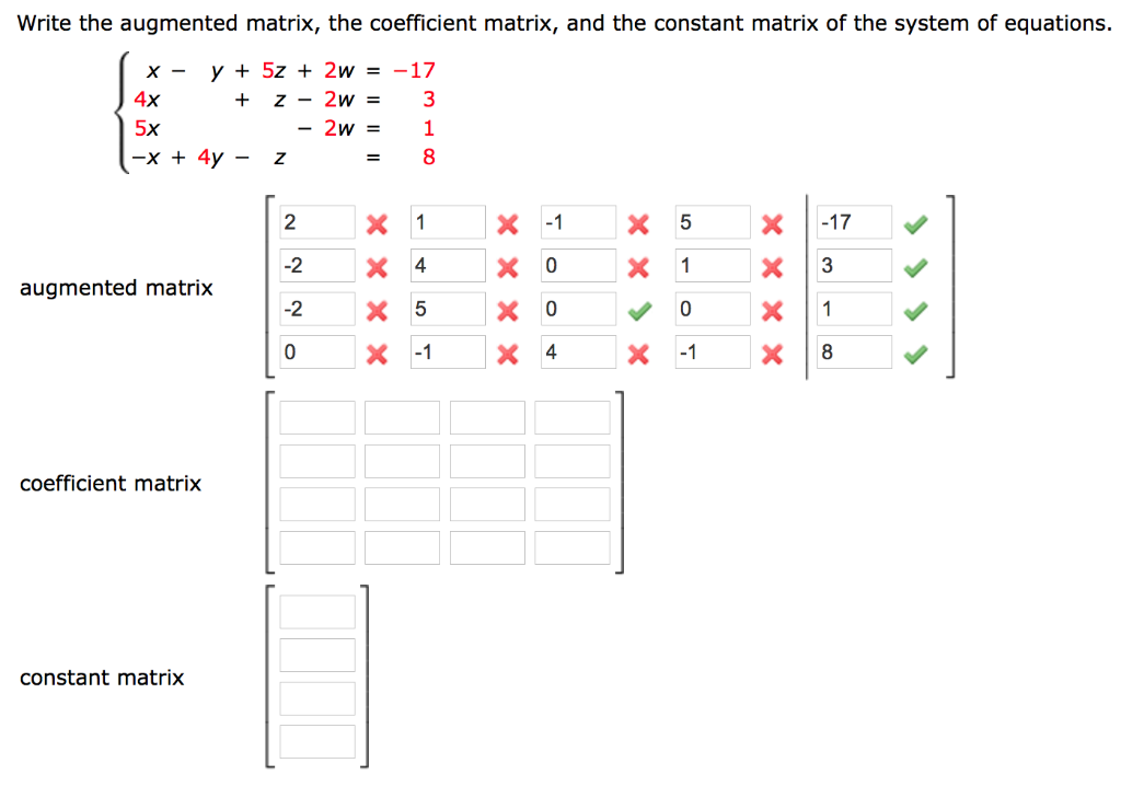 Solved Write the augmented matrix, the coefficient matrix, | Chegg.com