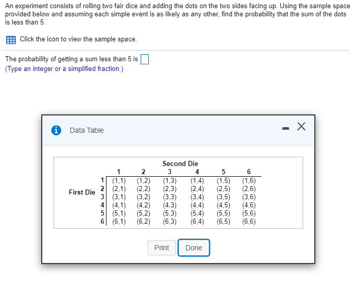 Solved An Experiment Consists Of Rolling Two Fair Dice And