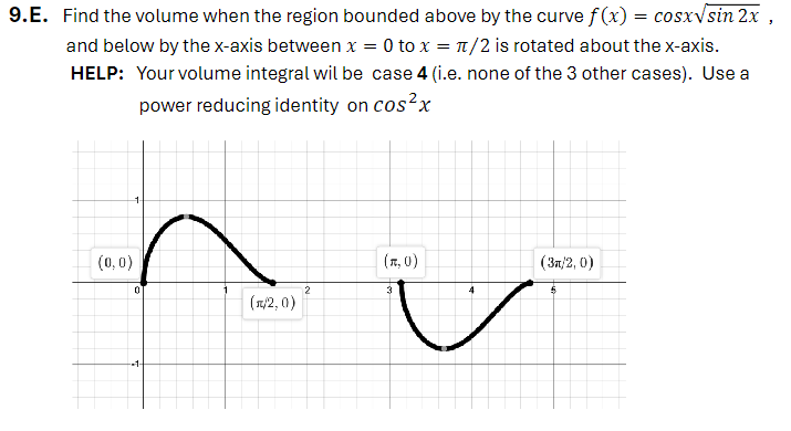 Solved 9.E. ﻿Find the volume when the region bounded above | Chegg.com