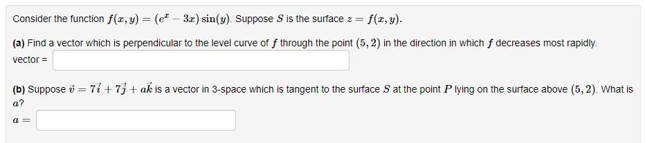 Solved Consider the function f(x,y) = (e" – 3x) sin(y). | Chegg.com
