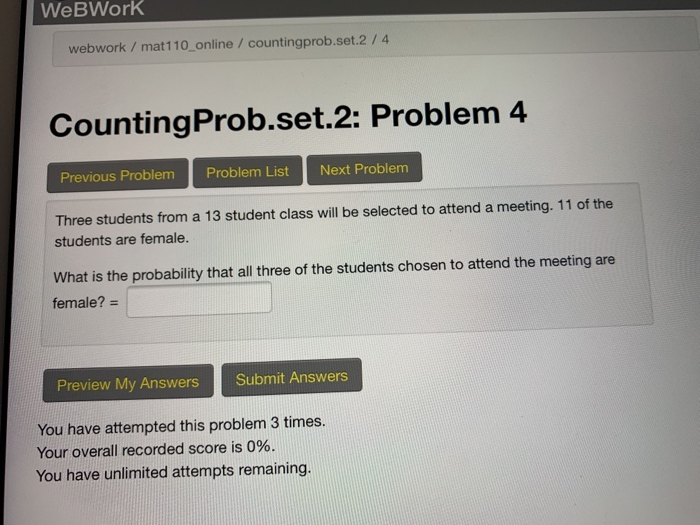 Solved WeBWork webwork /mat110_online /countingprob.set.2/4 | Chegg.com