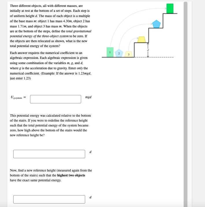 Solved Three different objects, all with different masses, | Chegg.com