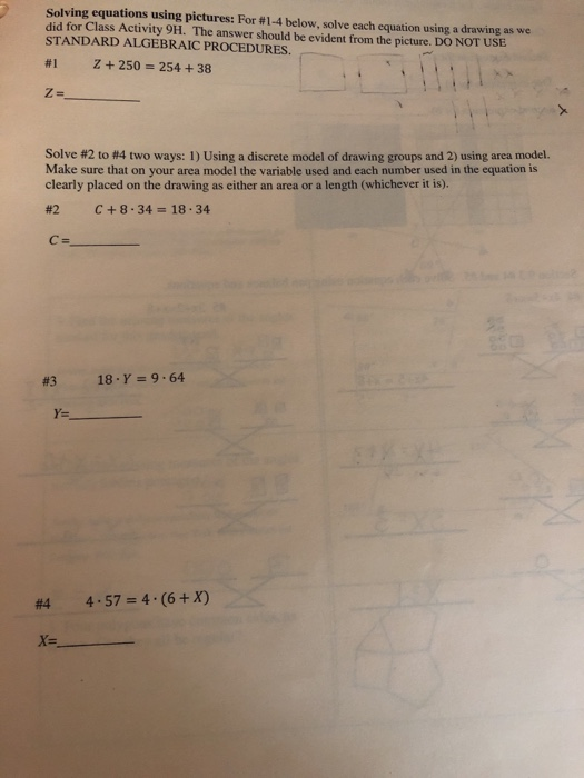 Solved Solving equations using pictures: For #1-4 below, | Chegg.com