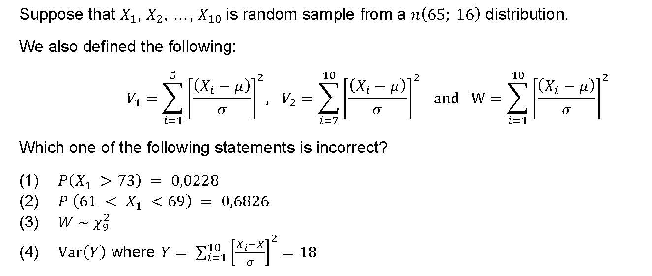 Solved Suppose that X1,X2,…,X10 is random sample from a | Chegg.com