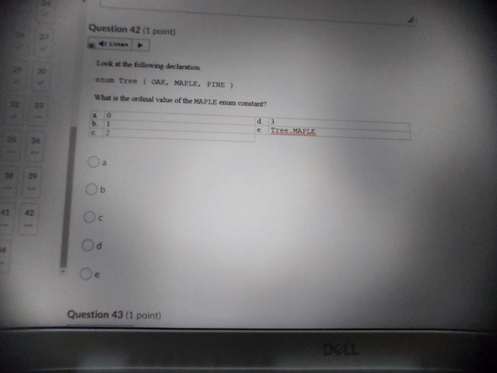 Solved Question 42 (1 point) Look at the following | Chegg.com