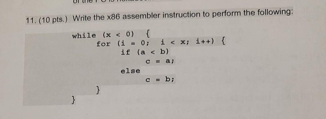 Solved 11 10 Pts Write The X86 Assembler Instruction To