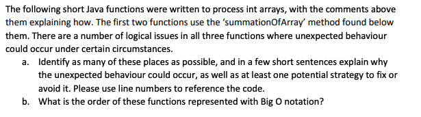 The following short Java functions were written to | Chegg.com